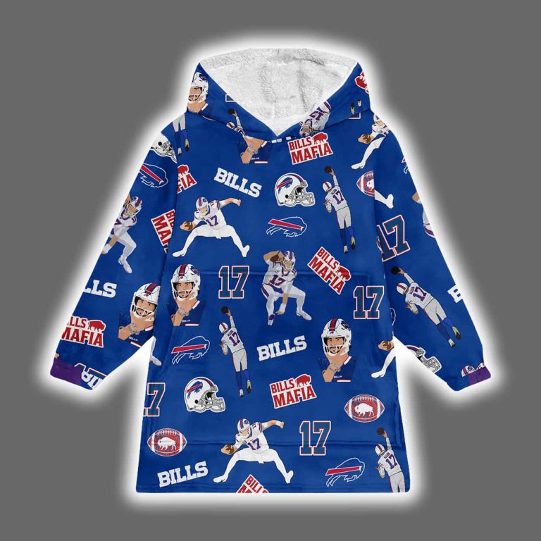 Josh Allen 17 Bills Mafia Full Patterns Unisex Blanket Hoodie