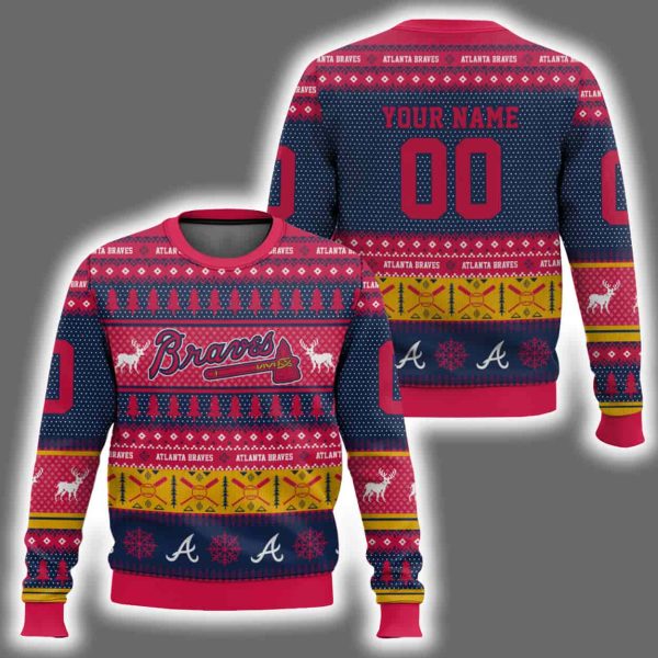 2025 Braves Personalized Ugly Christmas Sweater