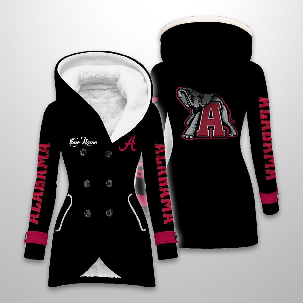2025 Personalized Alabama Football Long Hooded Fleece Jacket