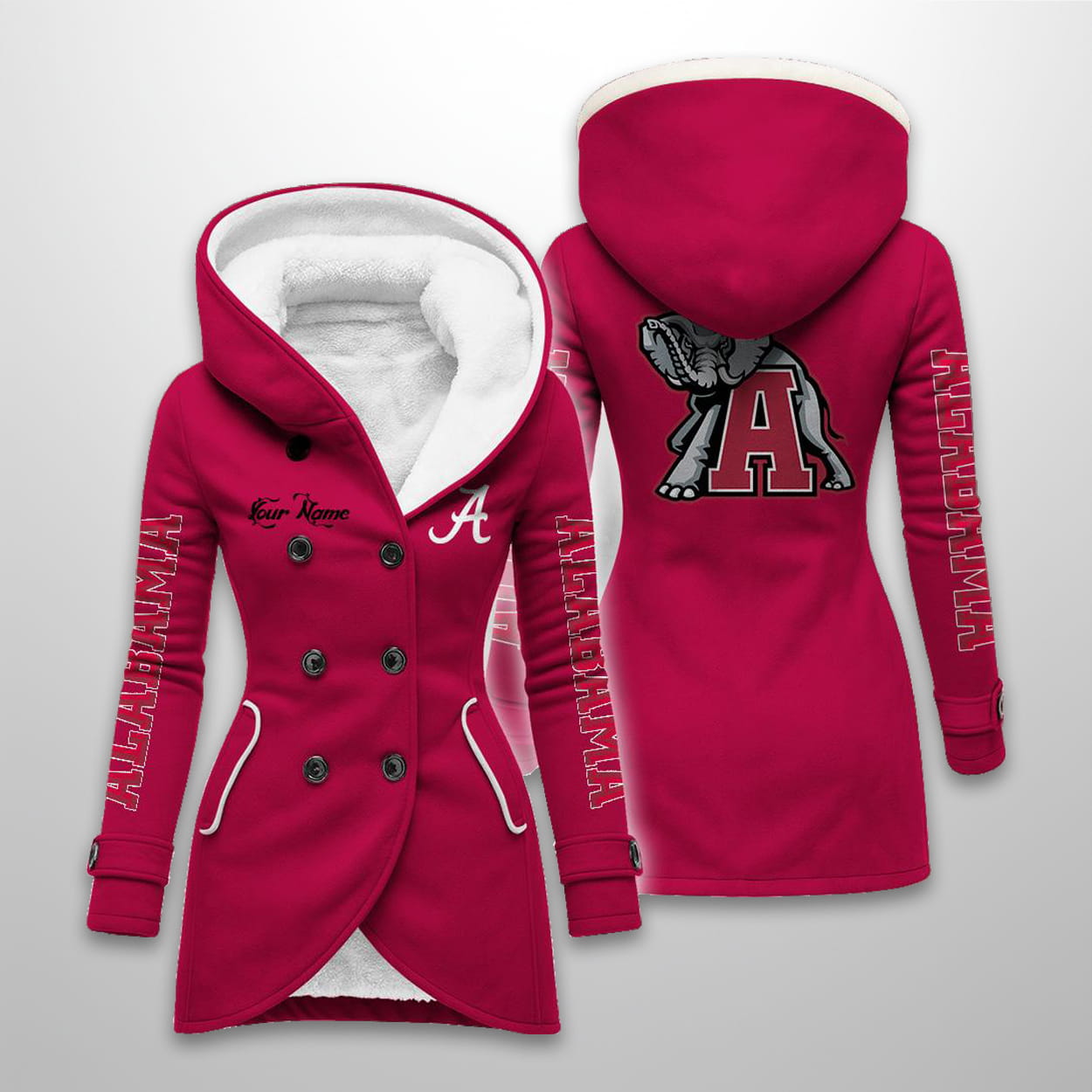 2025 Personalized Alabama Football Long Hooded Fleece Jacket