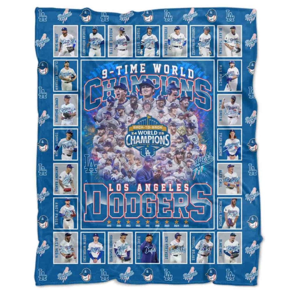 Dodgers 9-Time World Champions 2025 Blanket