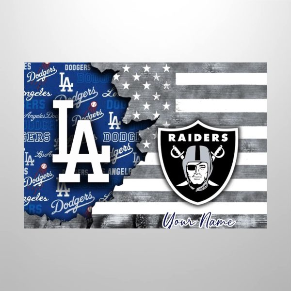 Dodgers x Raiders Personalized Flag