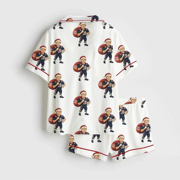Drake Maye Christmas Patriots Satin Pajama Set
