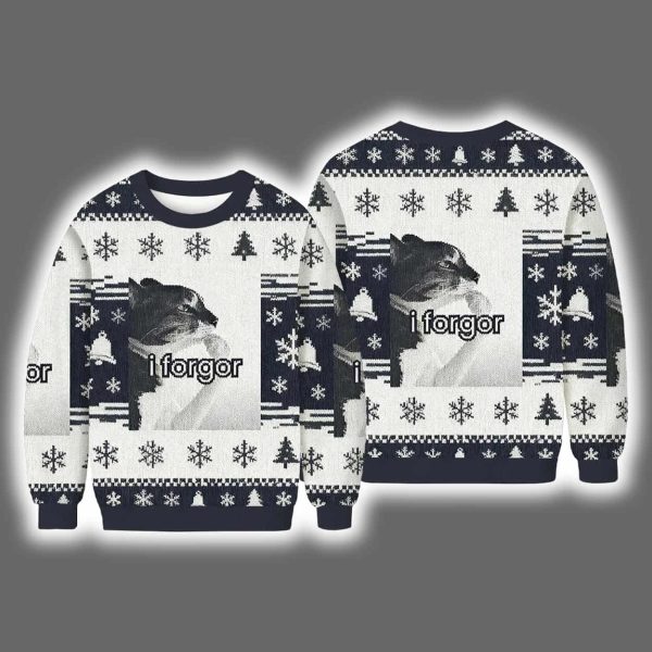 I Forgor Cat Meme Ugly Christmas Sweater