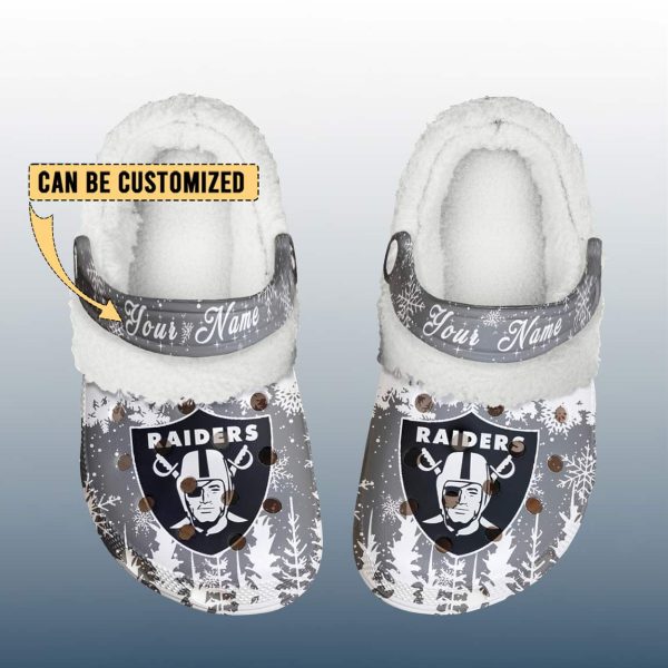 Personalized Raiders Winter Christmas Fleece Crocs