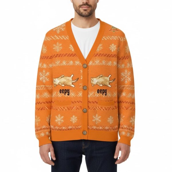 Silly Sleepy Cat Meme Ugly Christmas Cardigan