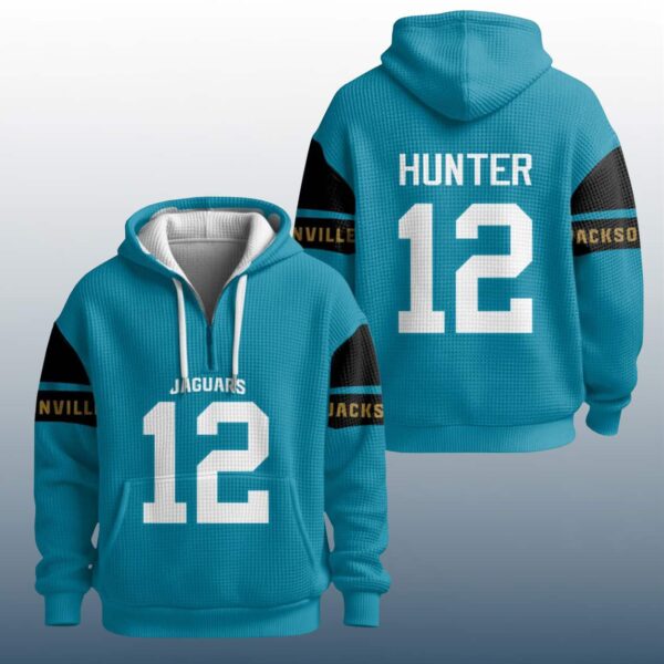 Travis Hunter 12 Jaguars Quarter Zip Waffle Hoodie