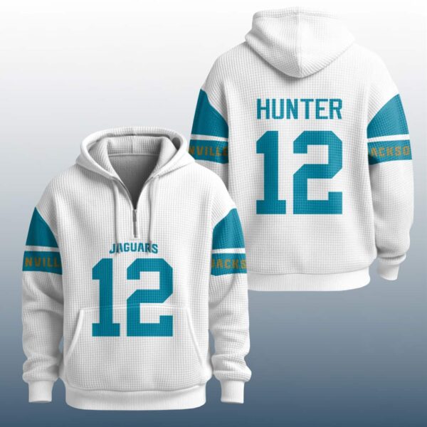 Travis Hunter 12 Jaguars Quarter Zip Waffle Hoodie